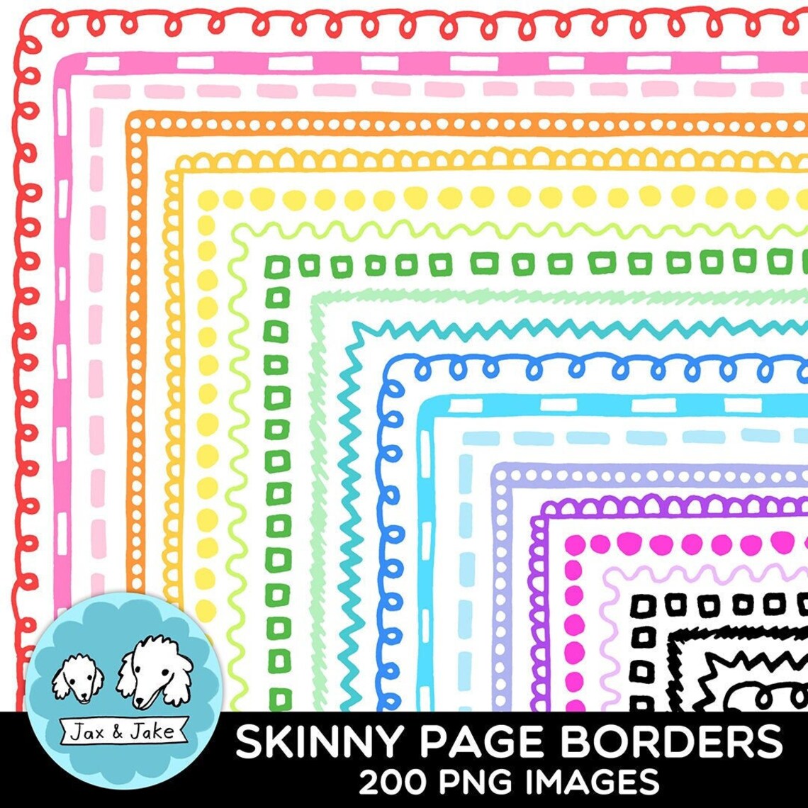 Skinny Page Borders 200 Colorful Thin Clipart Frames Hand - Etsy