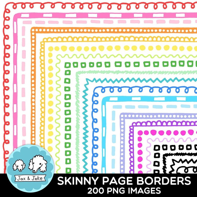 Skinny Page Borders 200 Colorful Thin Clipart Frames Hand - Etsy