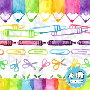 Watercolor Rainbow School Clipart Borders, Teacher Clipart, Back to ...