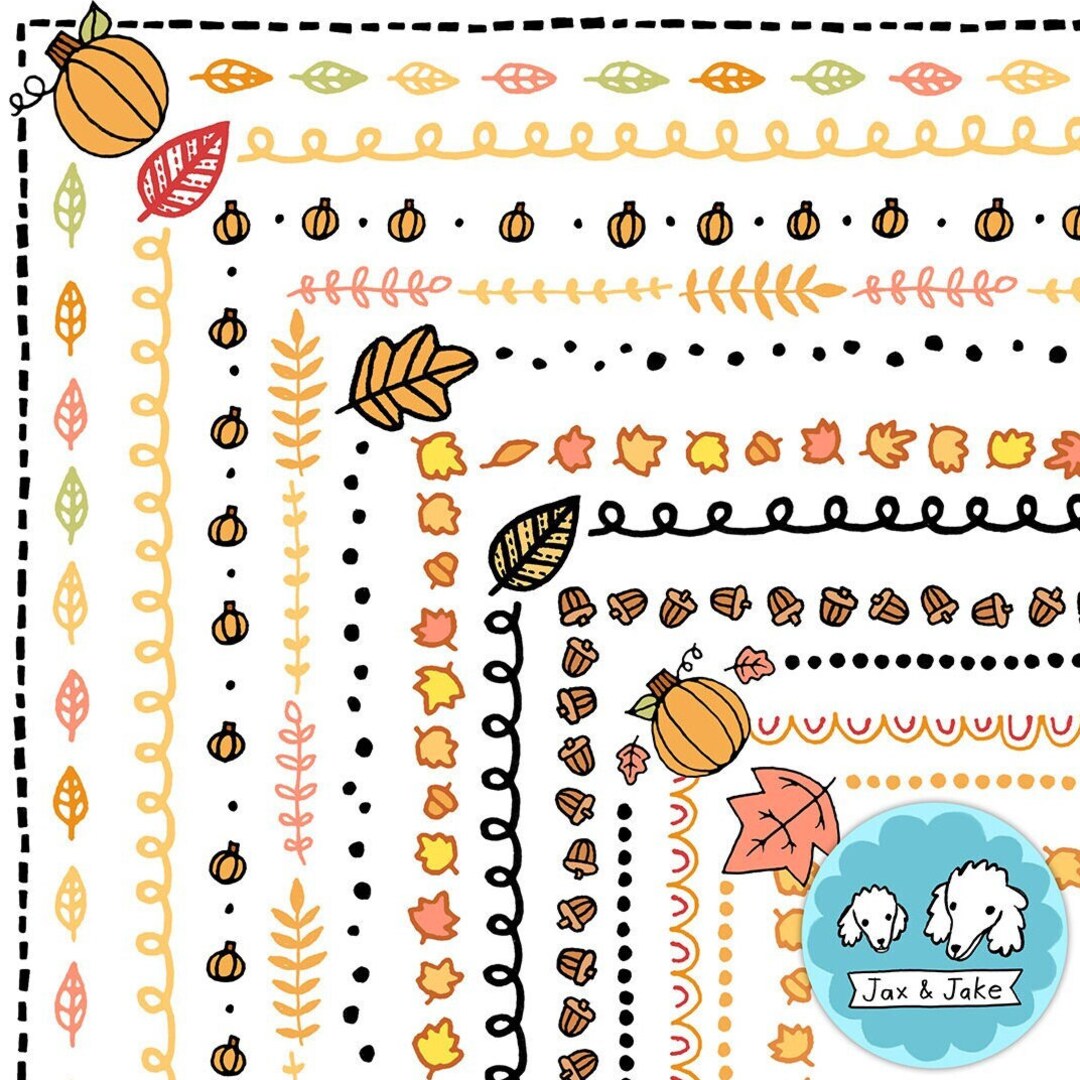 Skinny Fall Clipart Borders, Thanksgiving Clipart Frames, Pumpkin ...