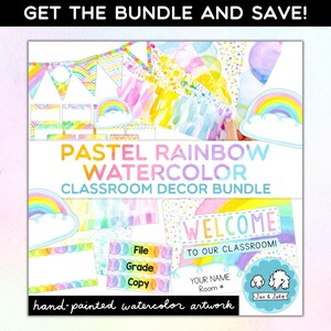 Pastel Rainbow Watercolor Classroom Calendar Cards for Pocket Chart ...