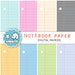 Lined Notebook Paper Clipart Digital Paper Backgrounds - Etsy