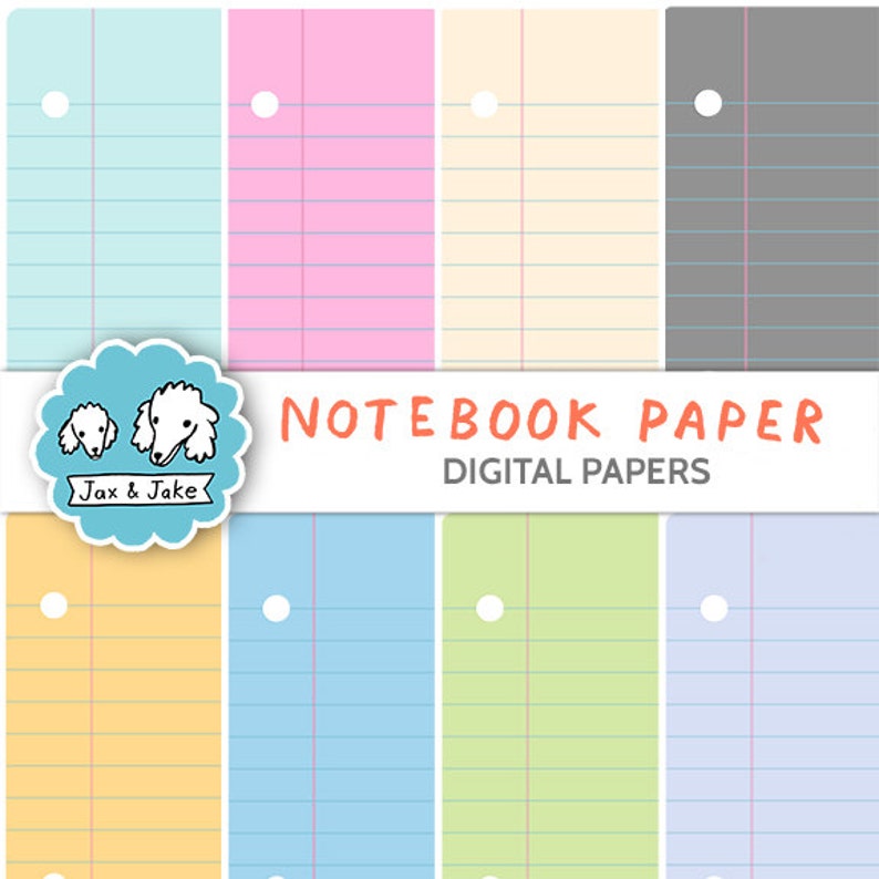 Lined Notebook Paper Clipart Digital Paper Backgrounds - Etsy