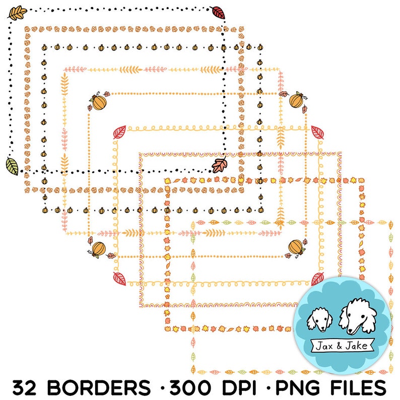 Skinny Fall Clipart Borders, Thanksgiving Clipart Frames, Pumpkin ...
