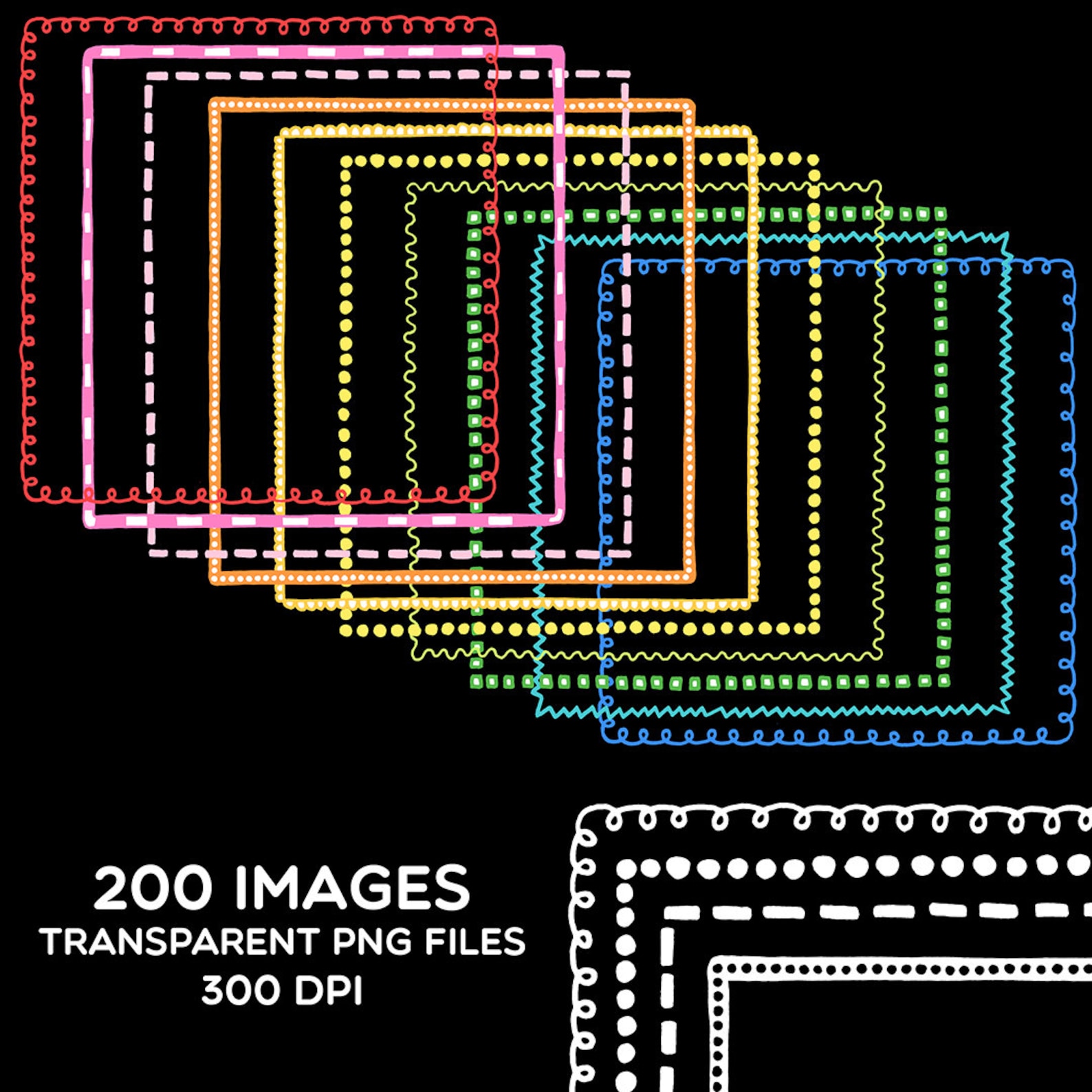 Skinny SQUARE Borders | 200 Colorful Skinny Square Clipart Frames ...