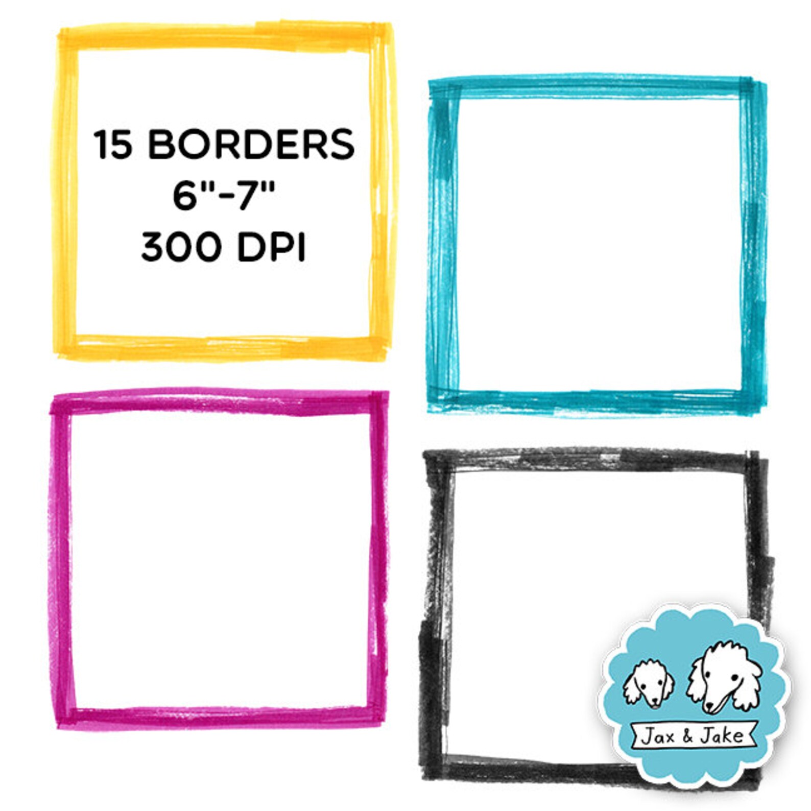 SQUARE Sketchy Marker Border Set - Hand Drawn Rough Sketch Colorful ...