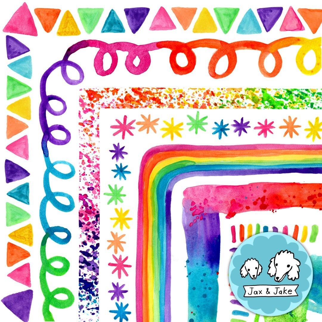 MORE Colorful Rainbow Watercolor Clipart Borders Clip Art - Etsy
