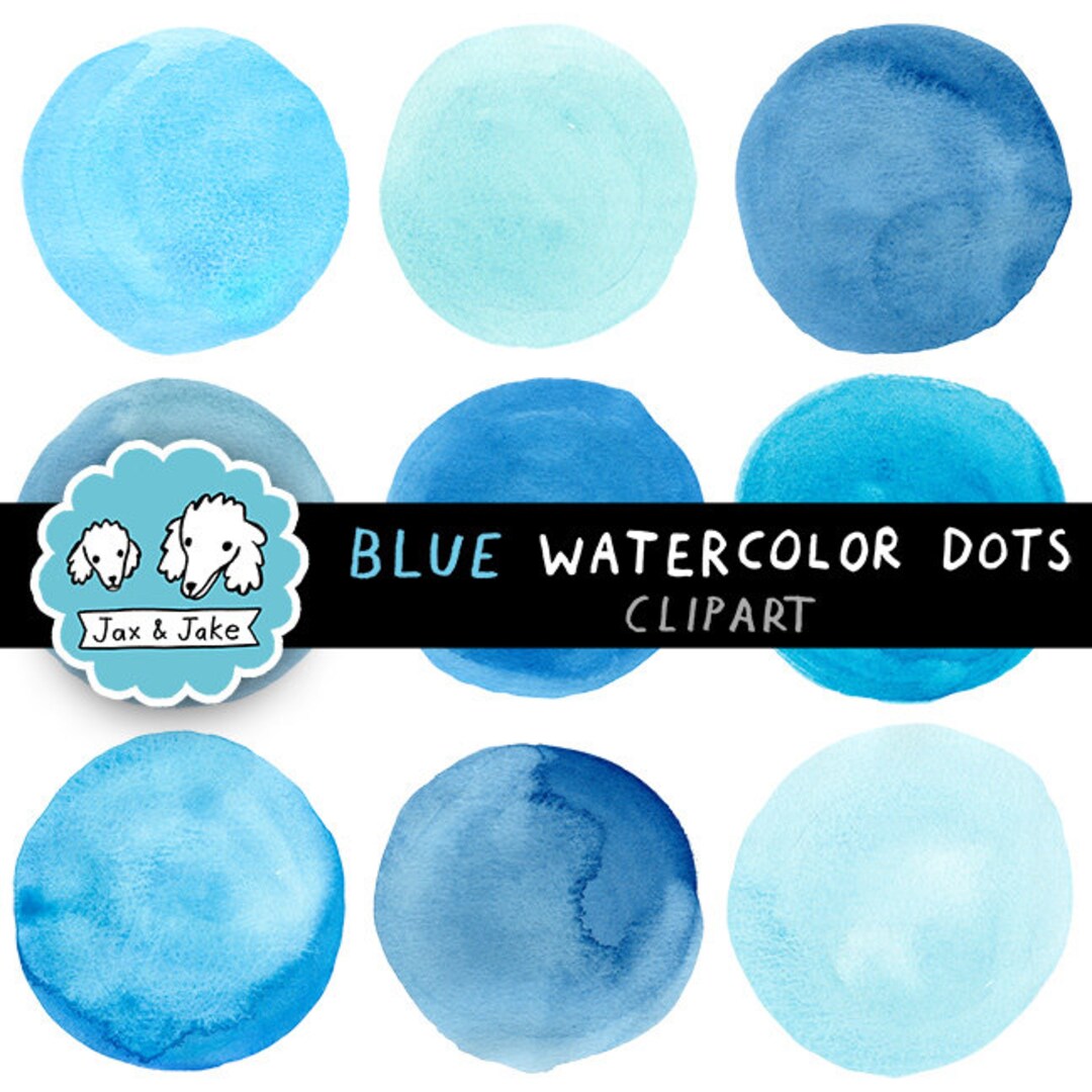 Blue Watercolor Dots / Circles Clipart | Watercolor Circle Backgrounds ...