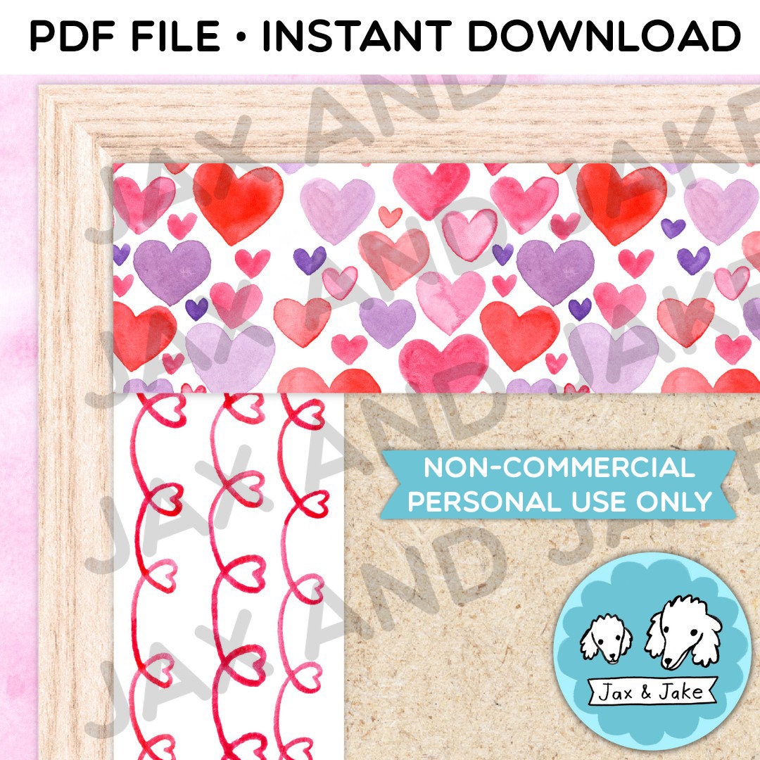 Valentine Bulletin Board Borders Valentines Day Watercolor Classroom ...