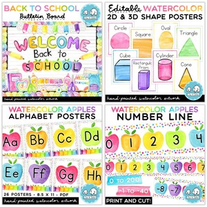 Rainbow Watercolor SCHOOL Classroom Decor Growing Bundle - Etsy