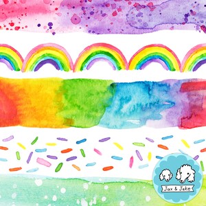 PRETTY Rainbow Watercolor Clipart Borders, Page Border Clip Art ...
