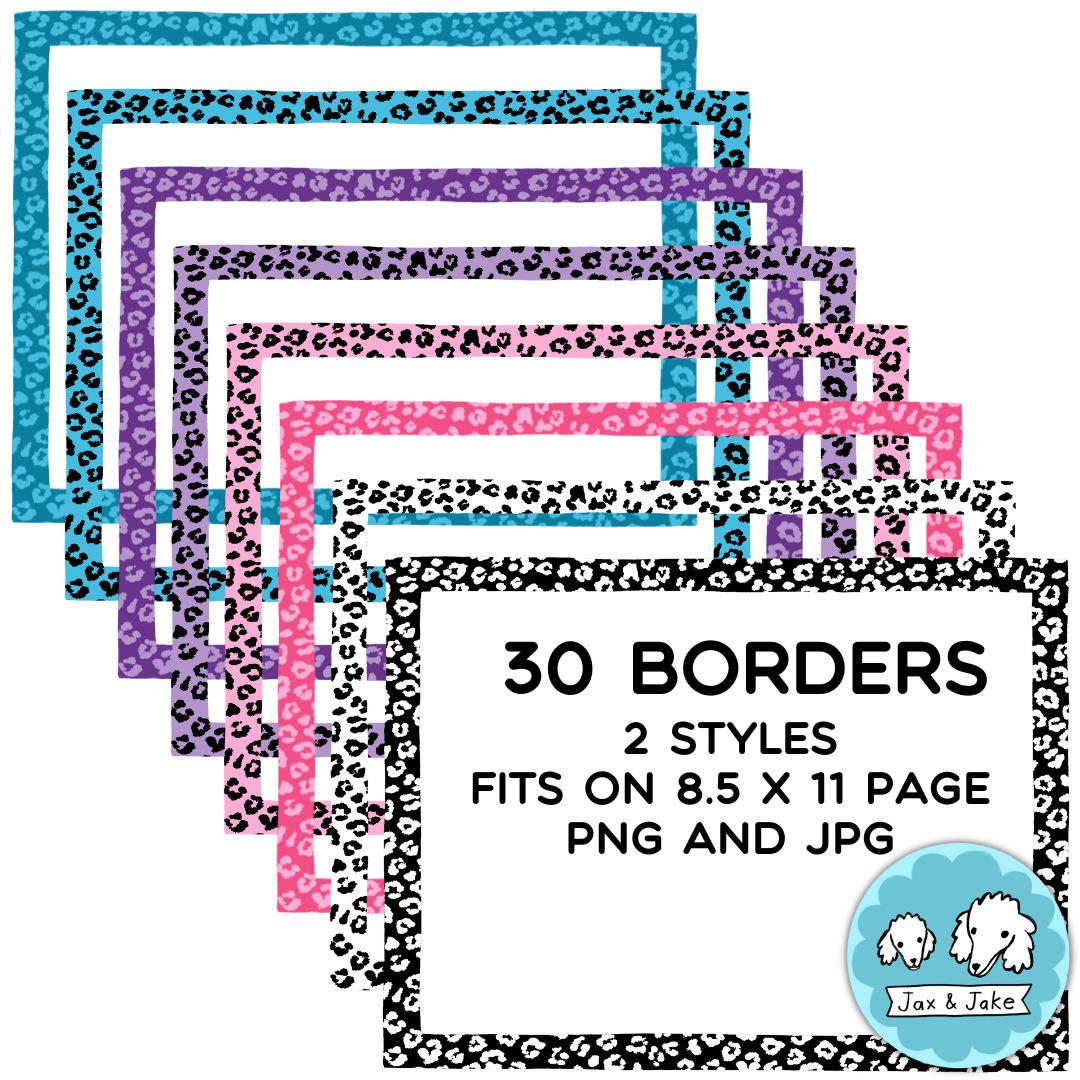 Rainbow Leopard and Zebra Clipart Borders, Animal Print Frames, Jungle ...