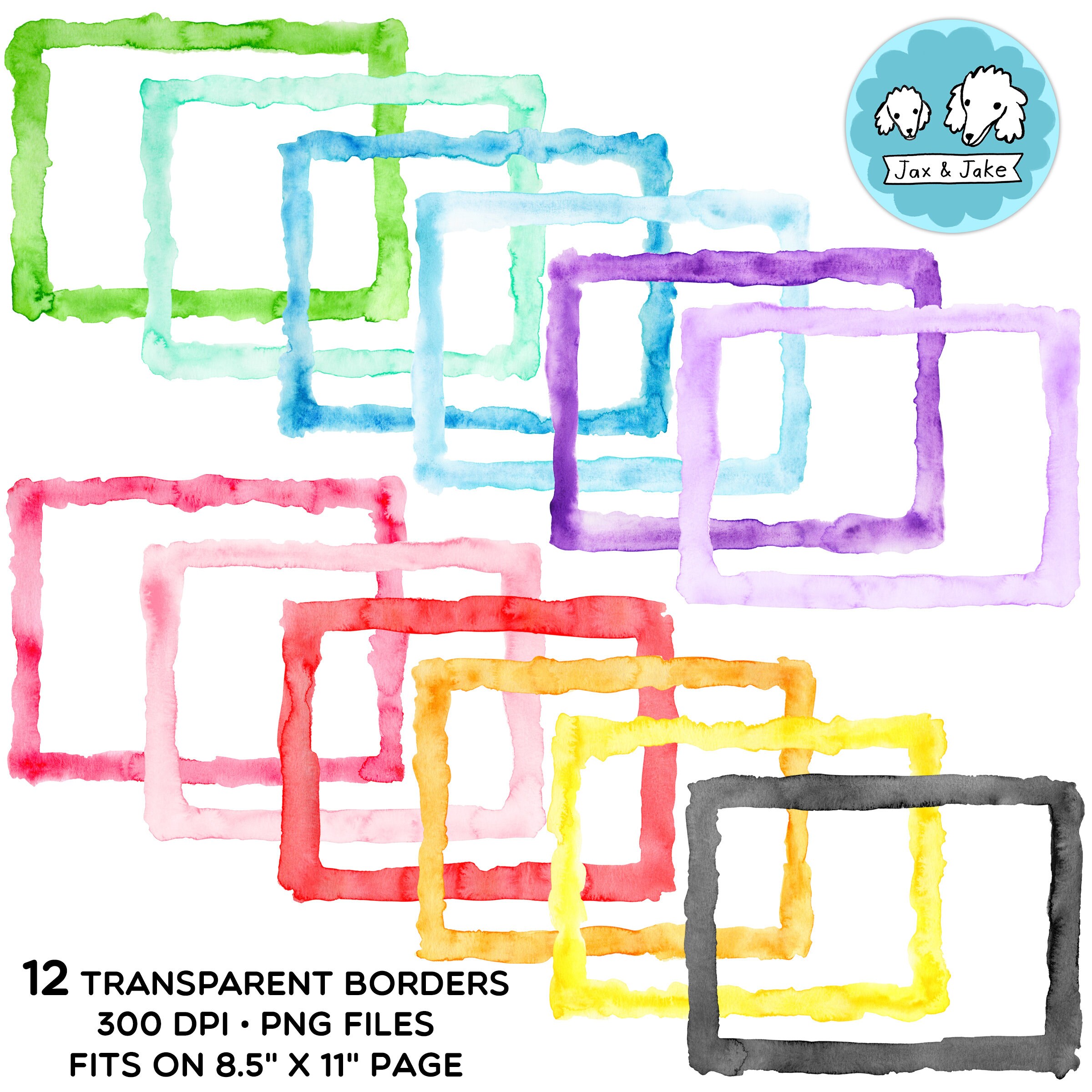 Watercolor Clipart Borders, Watercolour Clip Art Frames, Colorful ...