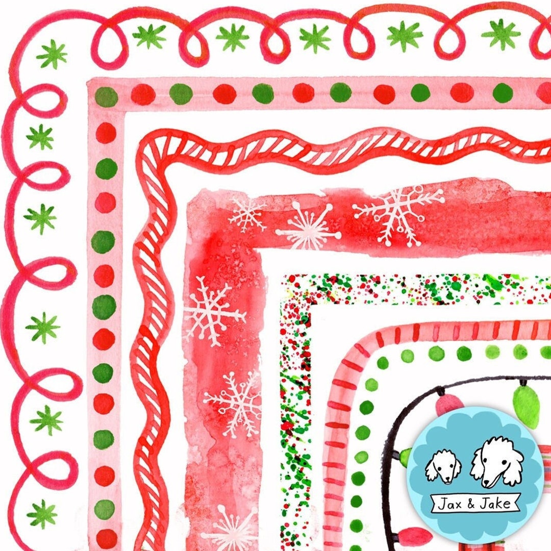 Watercolor Christmas Border Clipart, Holiday Clip Art Frames for ... Watercolor Christmas Border Clipart, Holiday Clip Art Frames for ...