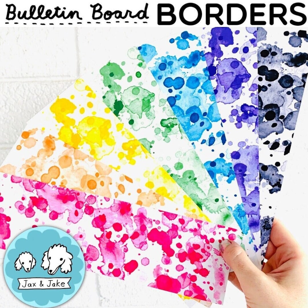 Watercolor Splatter Bulletin Board Borders - Printable Rainbow ...