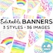 Editable Rainbow Watercolor Banners 2 Printable Banner for - Etsy