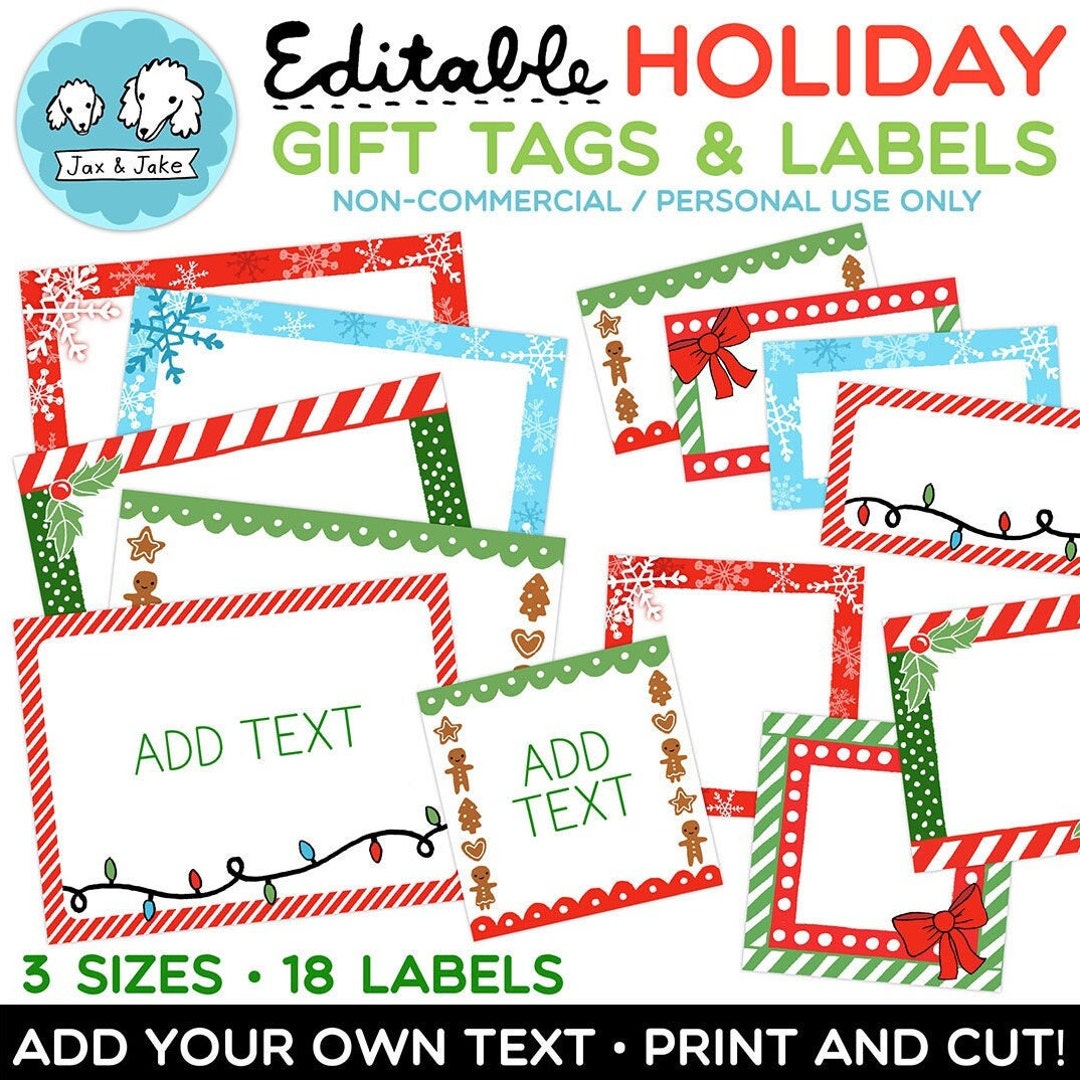 Editable Christmas Gift Tags Printable Winter Holiday Labels for ...
