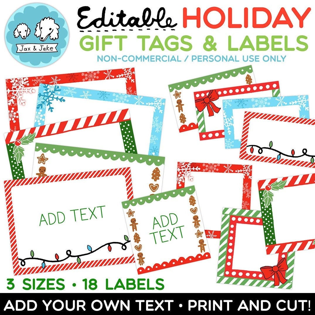 Editable Christmas Gift Tags Printable Winter Holiday Labels for ...