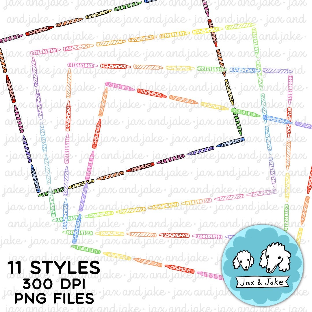 School Clipart Page Borders, Skinny Pencil Rainbow Apple Crayon Clip ...