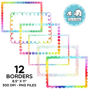 Rainbow Watercolor Borders | Ombre Rainbow BLEND Watercolor Clipart ...