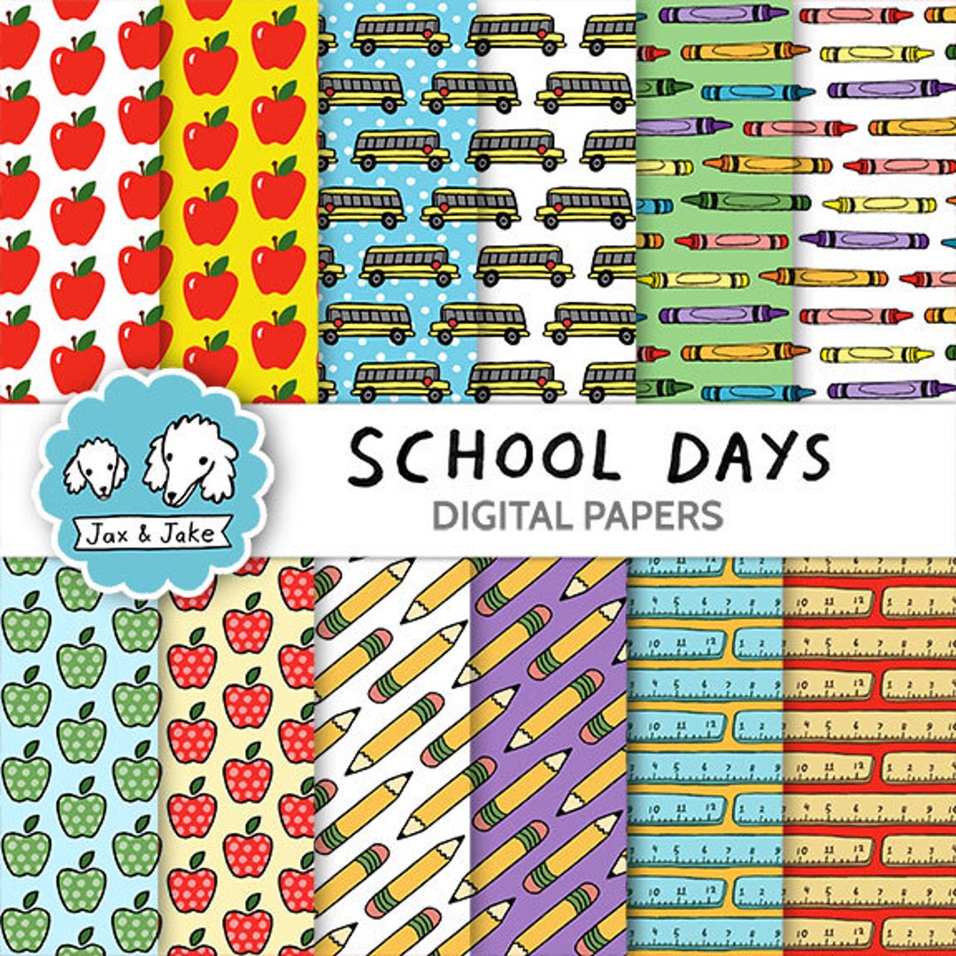 School Clipart Digital Papers, Back to School Background Images ...
