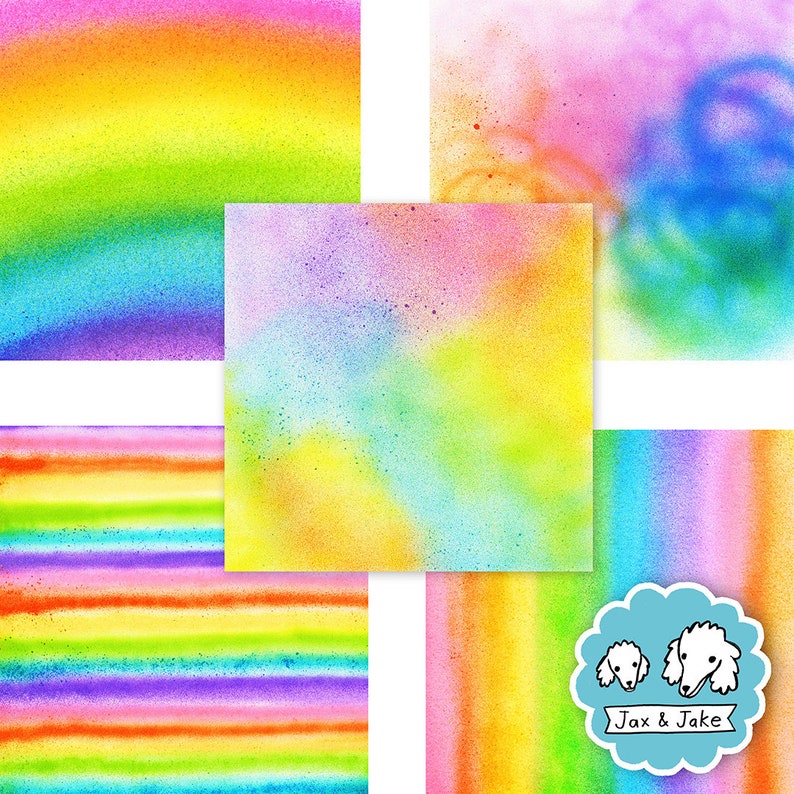Spray Paint Rainbow Digital Papers / Bright Rainbow Splatter Background ...