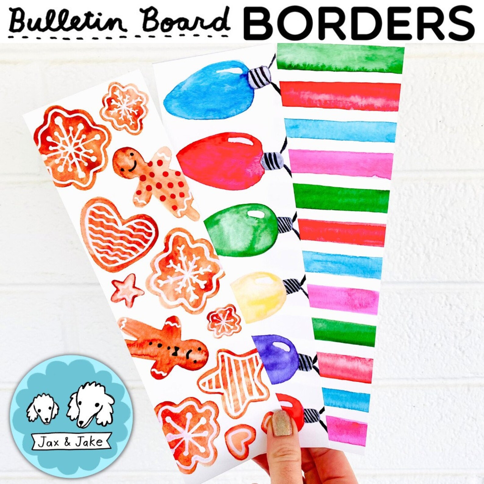 Christmas Bulletin Board Borders, Printable Watercolor Winter Holiday ...