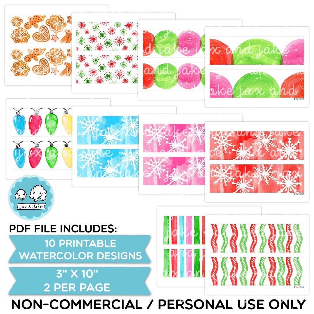 Christmas Bulletin Board Borders, Printable Watercolor Winter Holiday ...