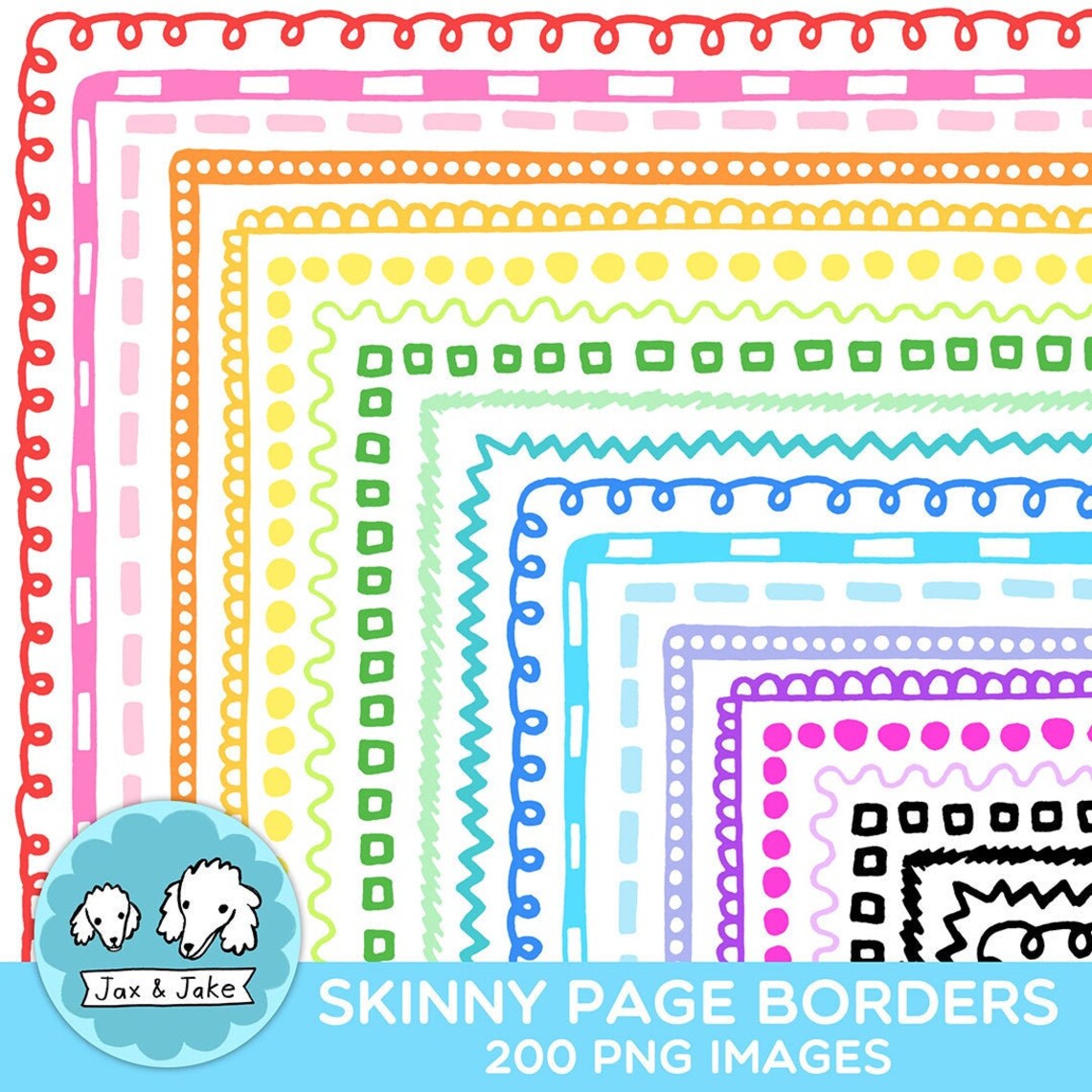 Skinny Border Bundle 400 Matching Page Square Thin Clipart - Etsy