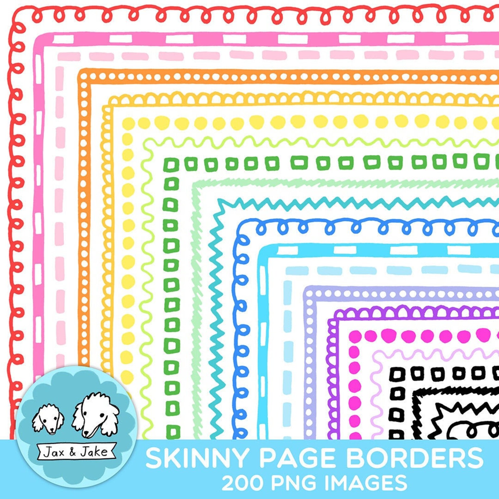 Skinny Border Bundle! 400 Matching Page + Square Thin Clipart Frames ...