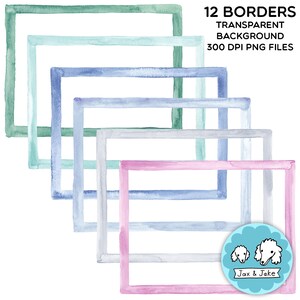 Soft Colors Watercolor Border Clipart, Boho Rainbow Clip Art Page ...