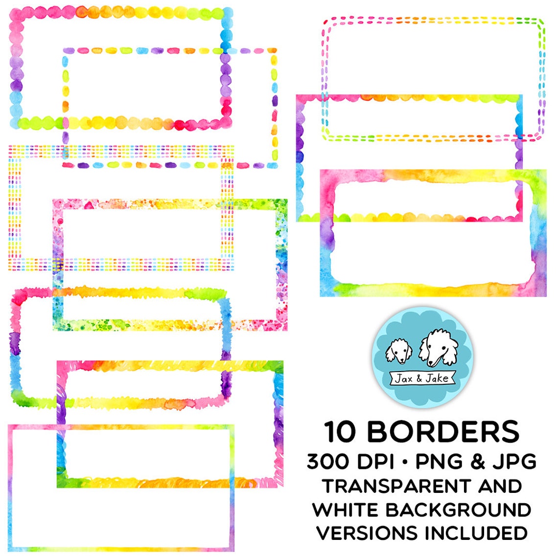 Bright Rainbow Watercolor SLIDE BORDERS Powerpoint Slide Backgrounds ...