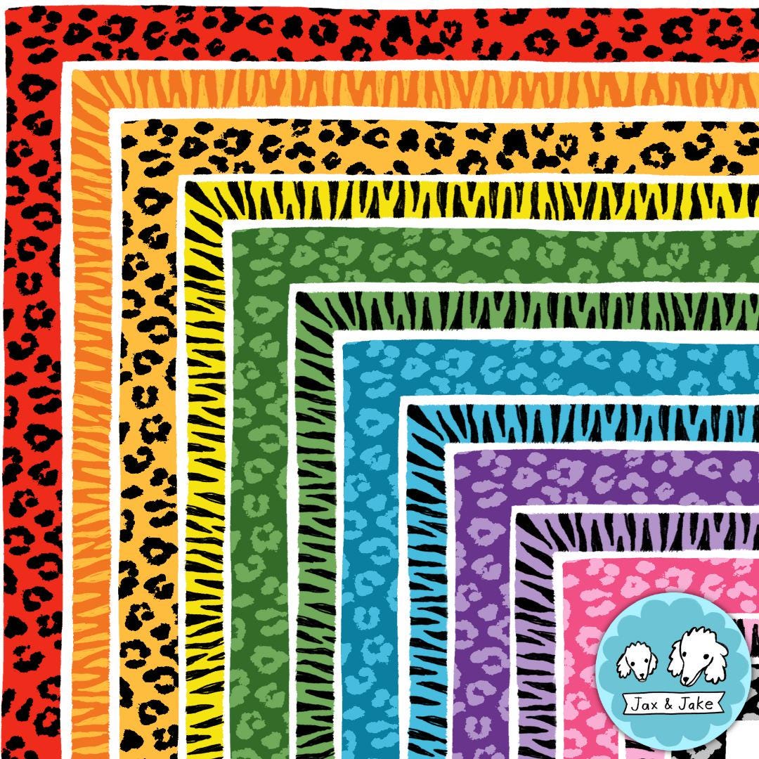 Rainbow Leopard and Zebra Clipart Borders, Animal Print Frames, Jungle ...