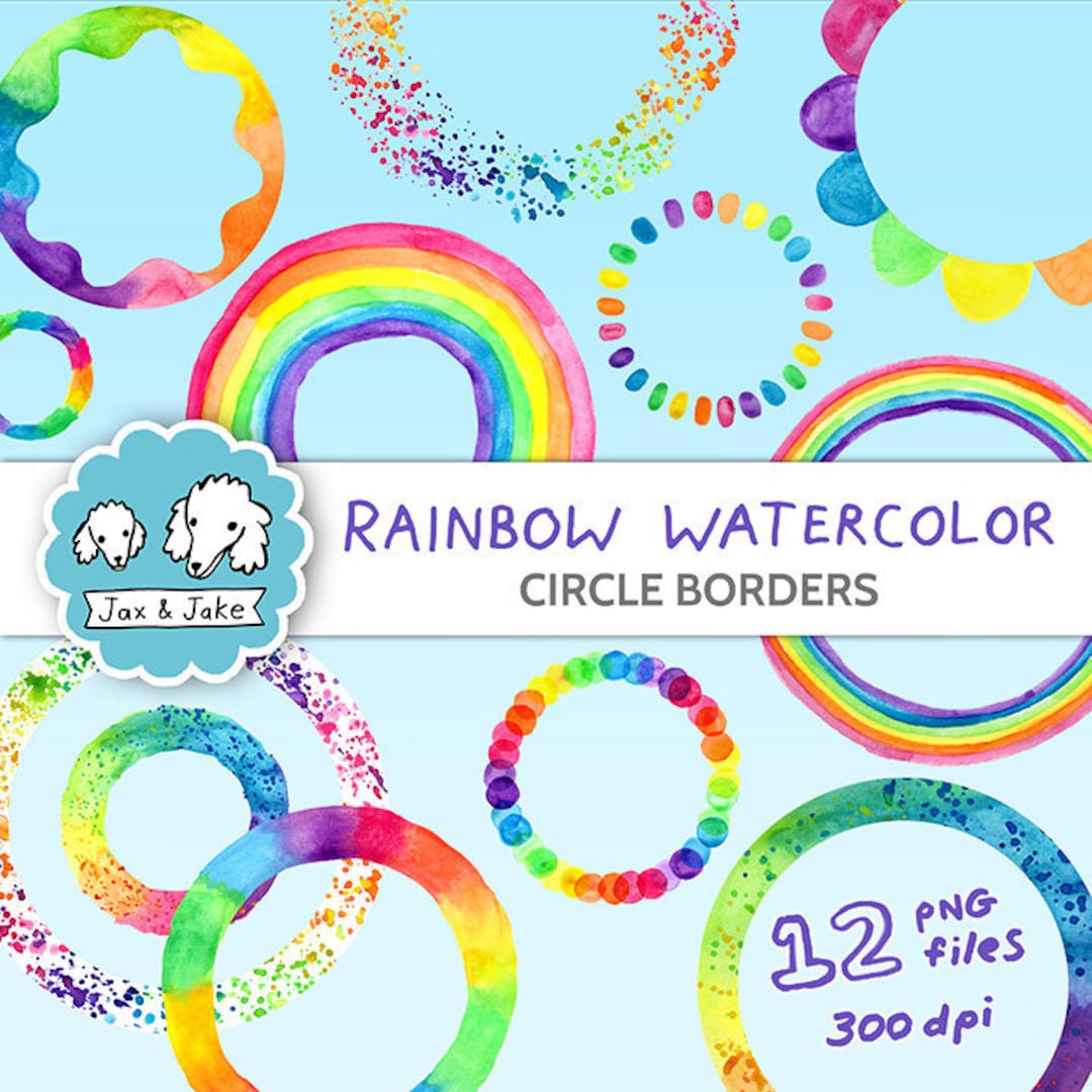 Rainbow Watercolor Circle Clipart Borders, Watercolour Border Clip Art ...