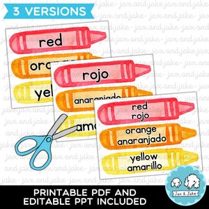 Crayon Color Posters Classroom Decor - Colors in English & Spanish ...