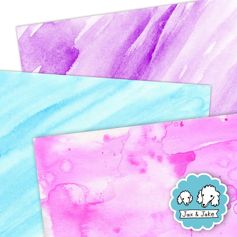Blue Green Purple Pink Watercolor Texture Digital Papers - Etsy
