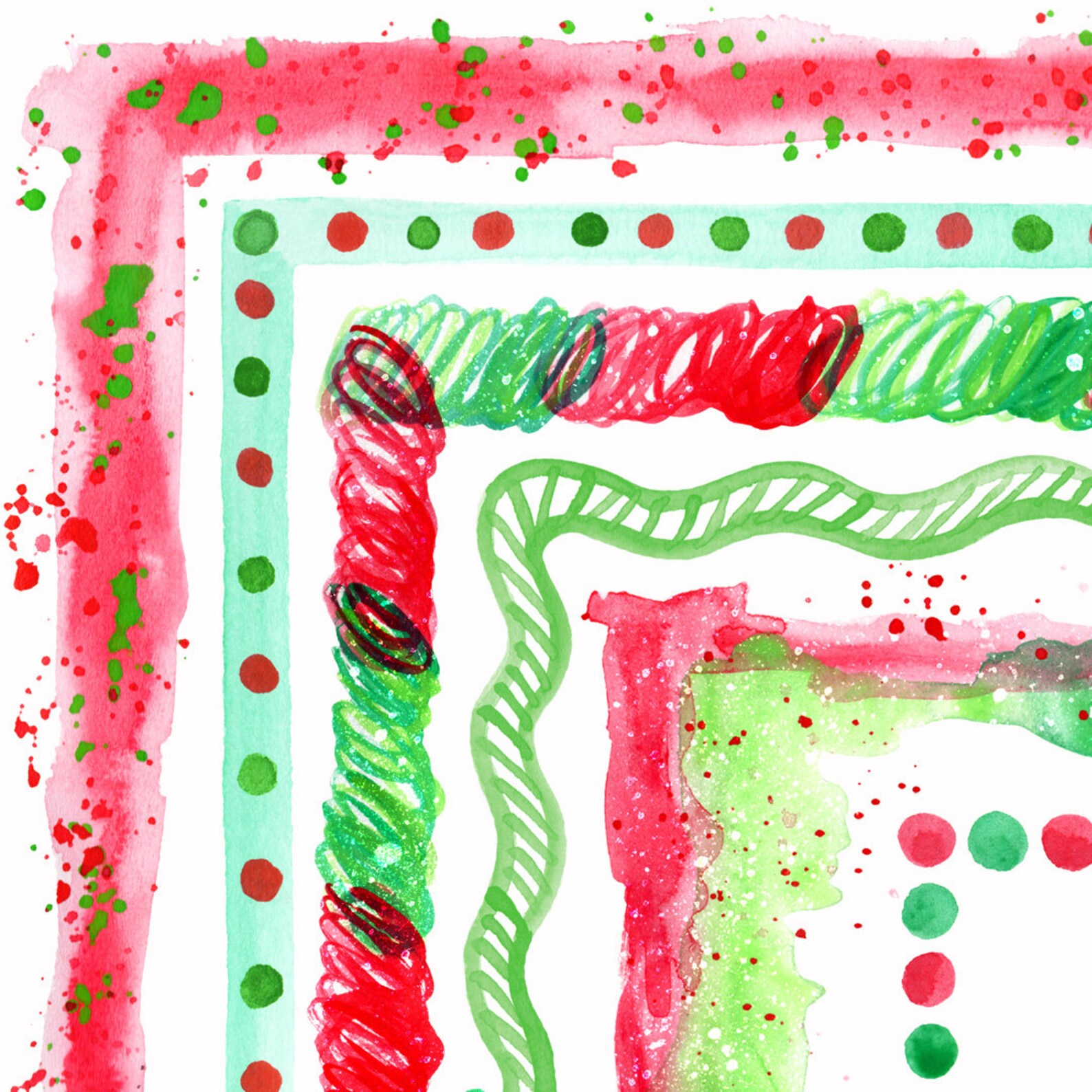 Watercolor Christmas Border Clipart, Holiday Clip Art Frames for ...