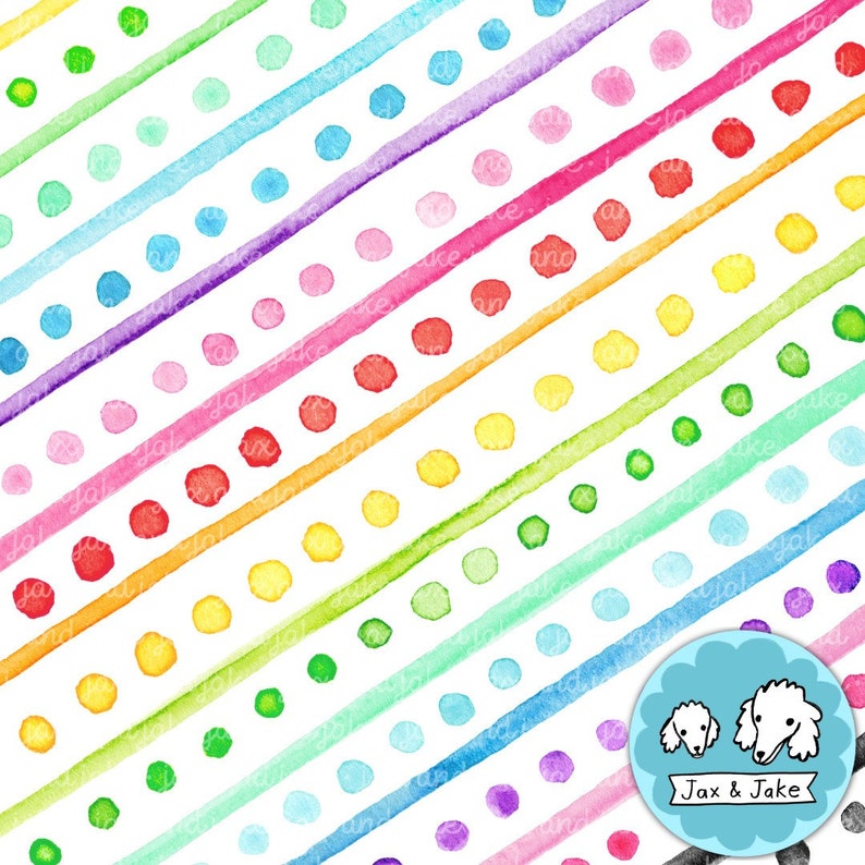 Watercolor Border Clipart, Hand Painted Skinny Dot, Brushstroke Line ...