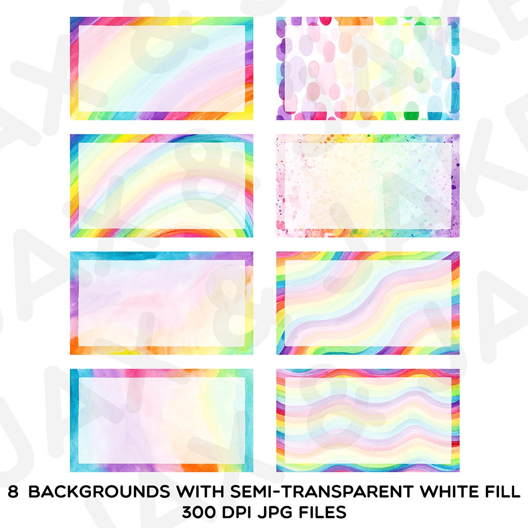 Rainbow Watercolor SLIDE Borders and Backgrounds, Editable Google ...