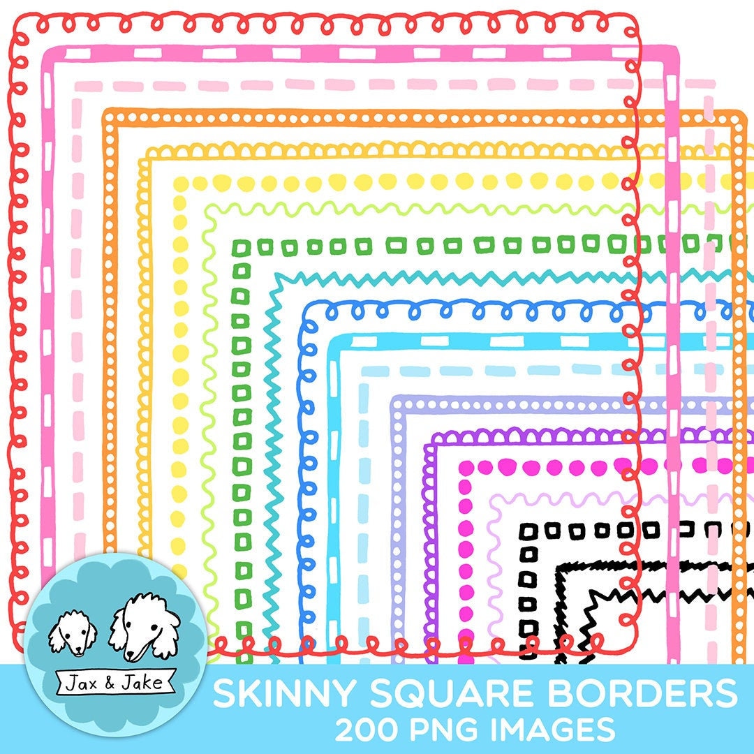 Skinny SQUARE Borders | 200 Colorful Skinny Square Clipart Frames ...