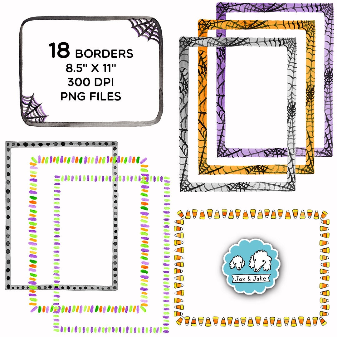 Halloween Watercolor Clipart Borders - October Clip Art, Cute Pumpkin ...