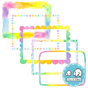Watercolor Pastel Rainbow Clipart Borders, Spring Clip Art for Easter ...