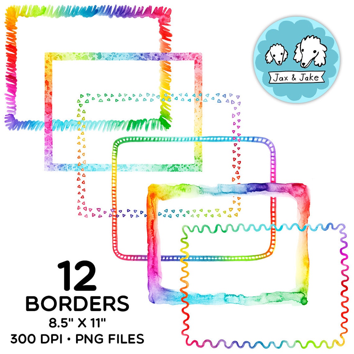 Rainbow Watercolor Borders Ombre Rainbow BLEND Watercolor - Etsy
