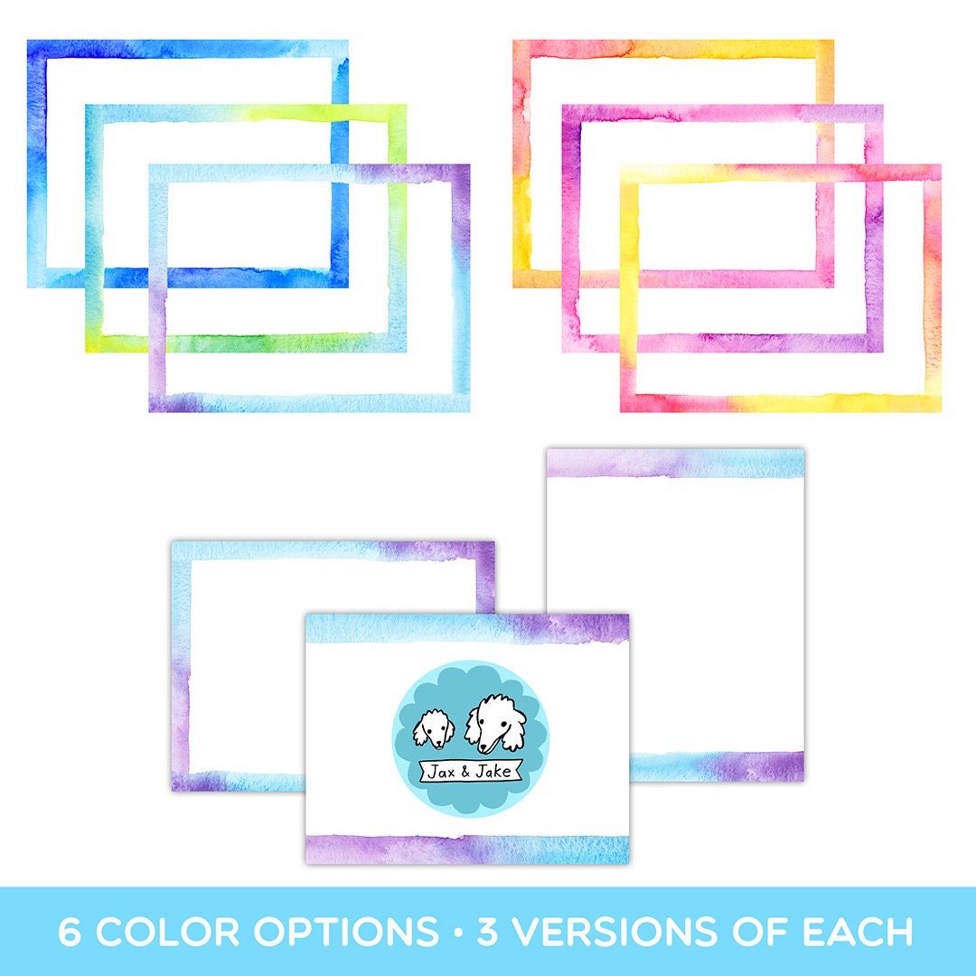 Bright Watercolor Blend Border Clipart, Colorful Ombre Full Page ...