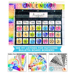 Watercolor Apples Editable Classroom Calendar Cards for Pocket Chart ...