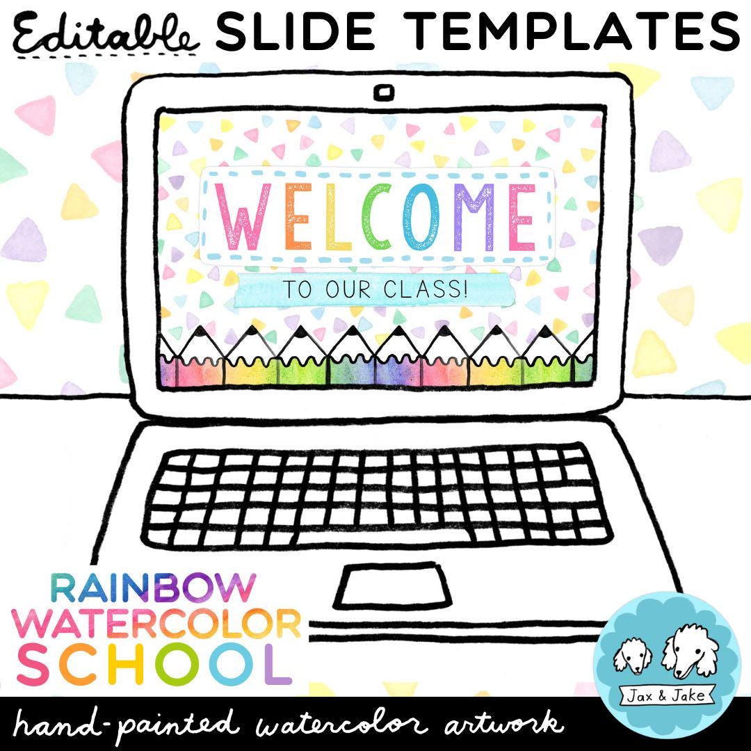 Rainbow Watercolor Back to School Slides Templates for Google Slides ...