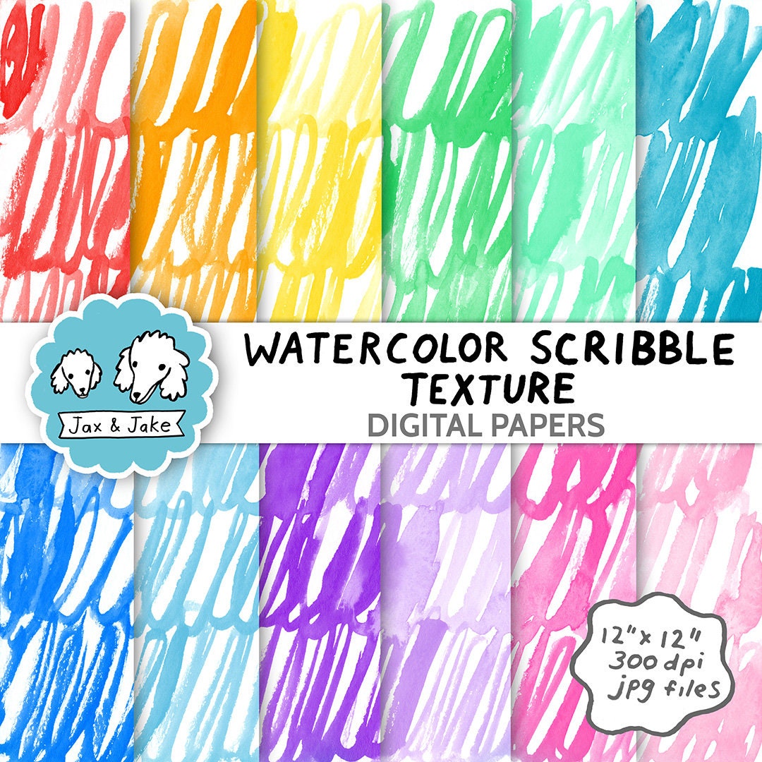 Watercolor Scribble Texture Digital Papers Watercolor - Etsy