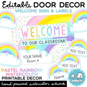 Pastel Rainbow Watercolor Classroom Decor Growing Bundle - Calm Class ...