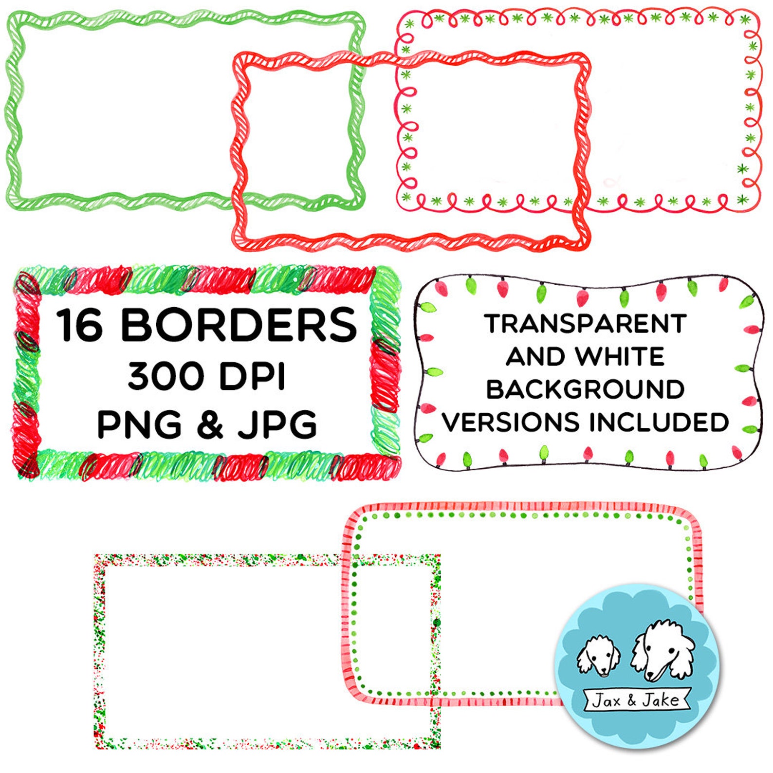 Watercolor Holiday SLIDE Border Clipart Christmas Google - Etsy