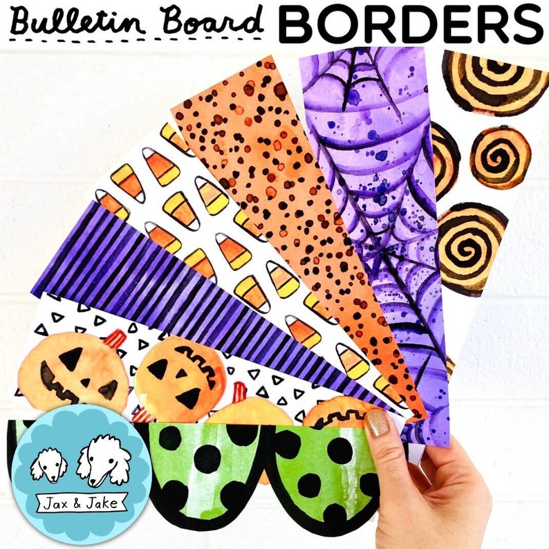 Watercolor Halloween Bulletin Board Borders, Printable Fall Classroom ...